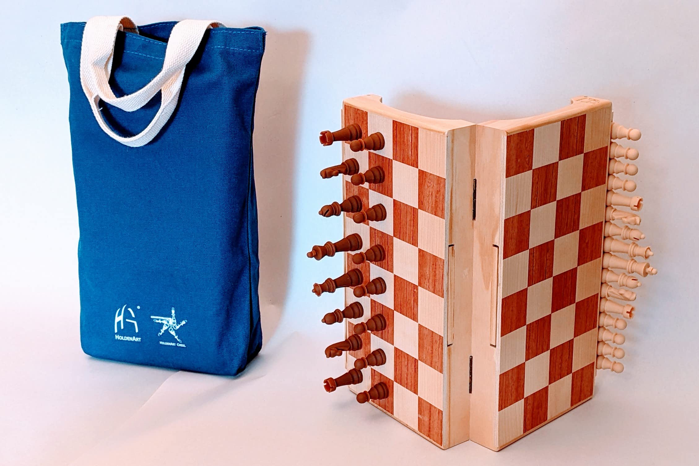 Magnetic Travel Chess Set/w Swing-Out Platforms, Lock The Board Flat, Canvas Carry Bag. Kids Love This Set!
