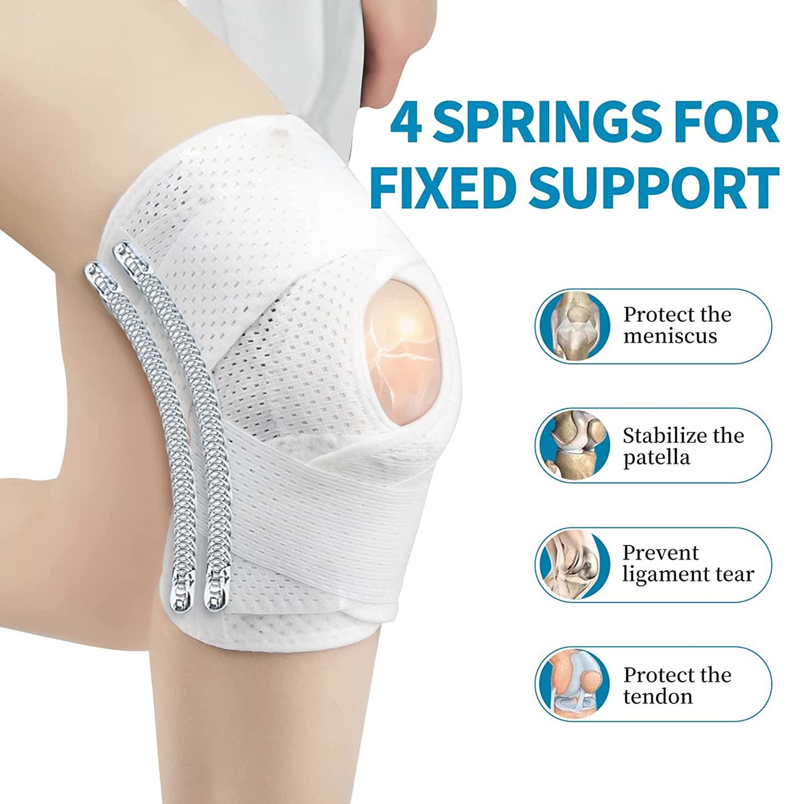 Knee Brace with Side Stabilizers, Adjustable Knee Support Brace for Meniscal Tear Knee Pain ACL MCL Arthritis Injuries Recovery, Support for Men and Women