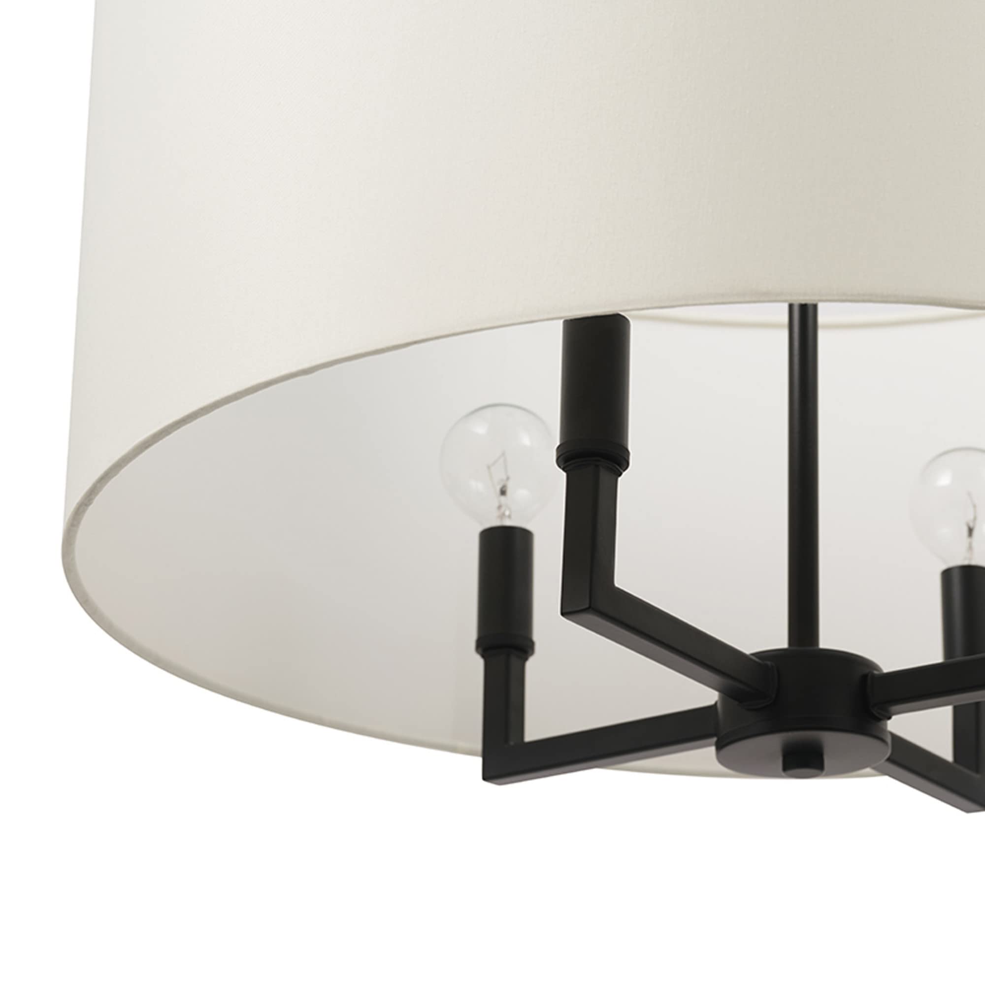 Globe Electric 67000065 4-Light Chandelier, Matte Black, Beige Fabric Shade, Ceiling Light, Chandeliers for Dining Room, Ceiling Light Fixture, Lights for Room Décor, Bulb Not Included