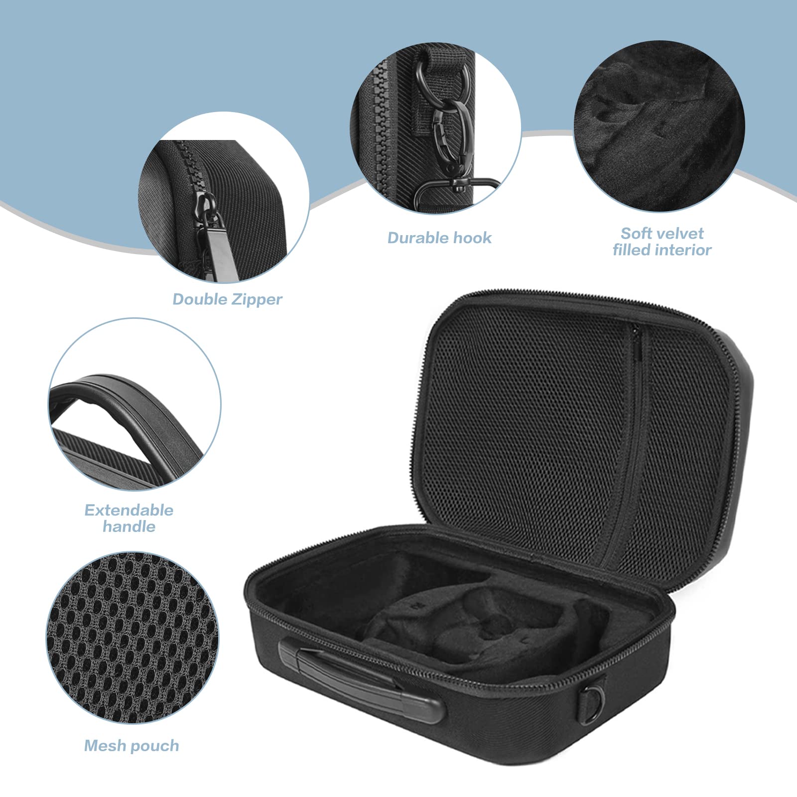 MOSISO Hard Case Compatible with Oculus Quest 2 & Elite Strap Controllers Accessories VR Gaming Headset, Waterproof Shockproof EVA Hard Shell & PU Storage Bag with Handle & Shoulder Strap, Black