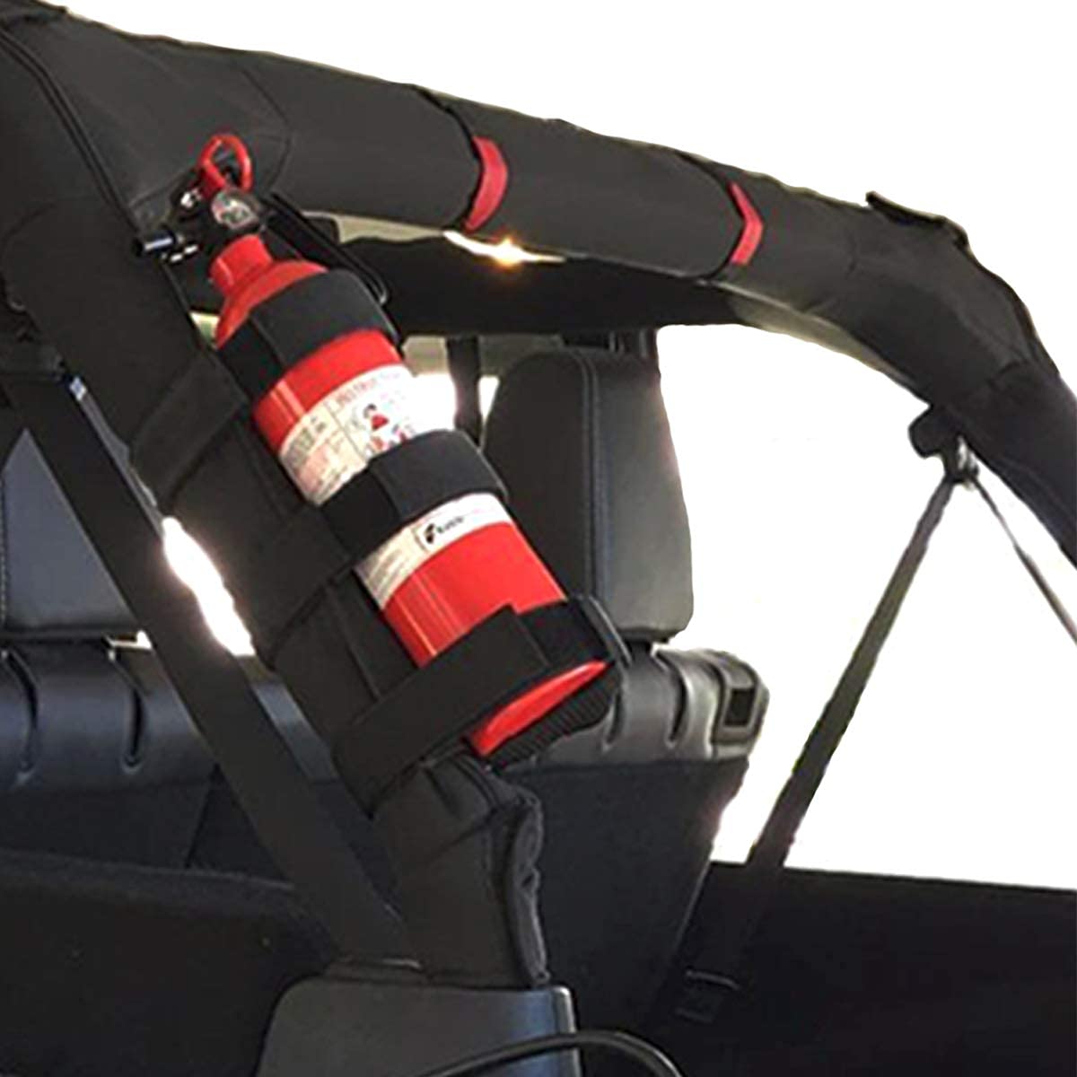 moveland Roll Bar Fire Extinguisher Holder for 2.5-3 LB Fire Extinguisher, Compatible with Wrangler TJ YJ JK, Adjustable Fire Extinguisher Mount Strap