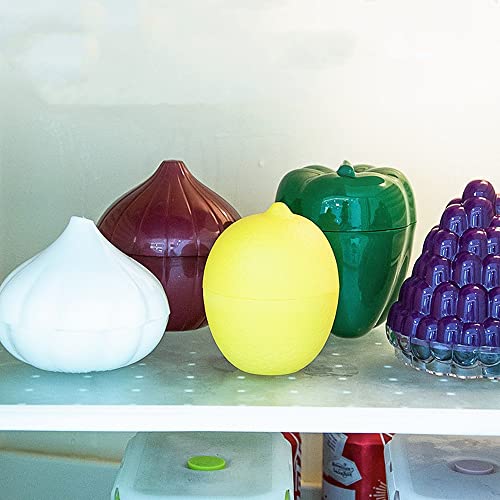 XIYUAN 5Pack Fruit and Vegetable Storage Containers Set,Green Pepper Saver, Onion and Garlic Storage Container Tomato and Lemon Keeper, Refrigerator Vegetable Crisper Food Storage Containers Holder