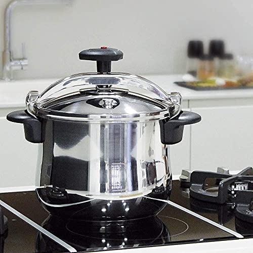 MAGEFESA ® Star B fast pressure cooker, 8.4 Quart, with rounded bottom, made in 18/10 stainless steel, suitable for all types of stovetops, included indution, 3 heavy security systems, 8 psi