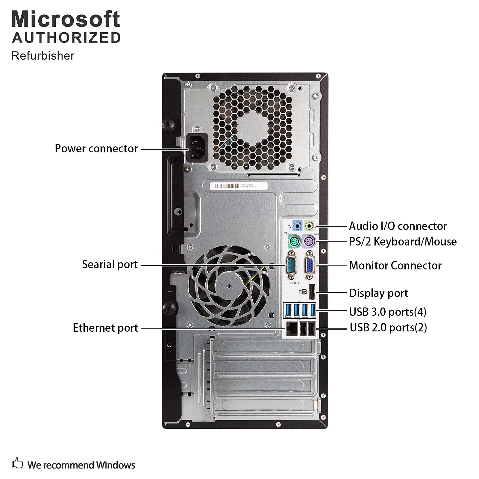 HP Desktop PC Computer Tower PRO 6300, Intel Quad Core i5-3570 3.8GHz, 8G DDR3, 500G, DVD, WiFi, BT, VGA, DP, Windows 10 Pro 64 Bit-Multi-Language Supports English/Spanish/French(Renewed)