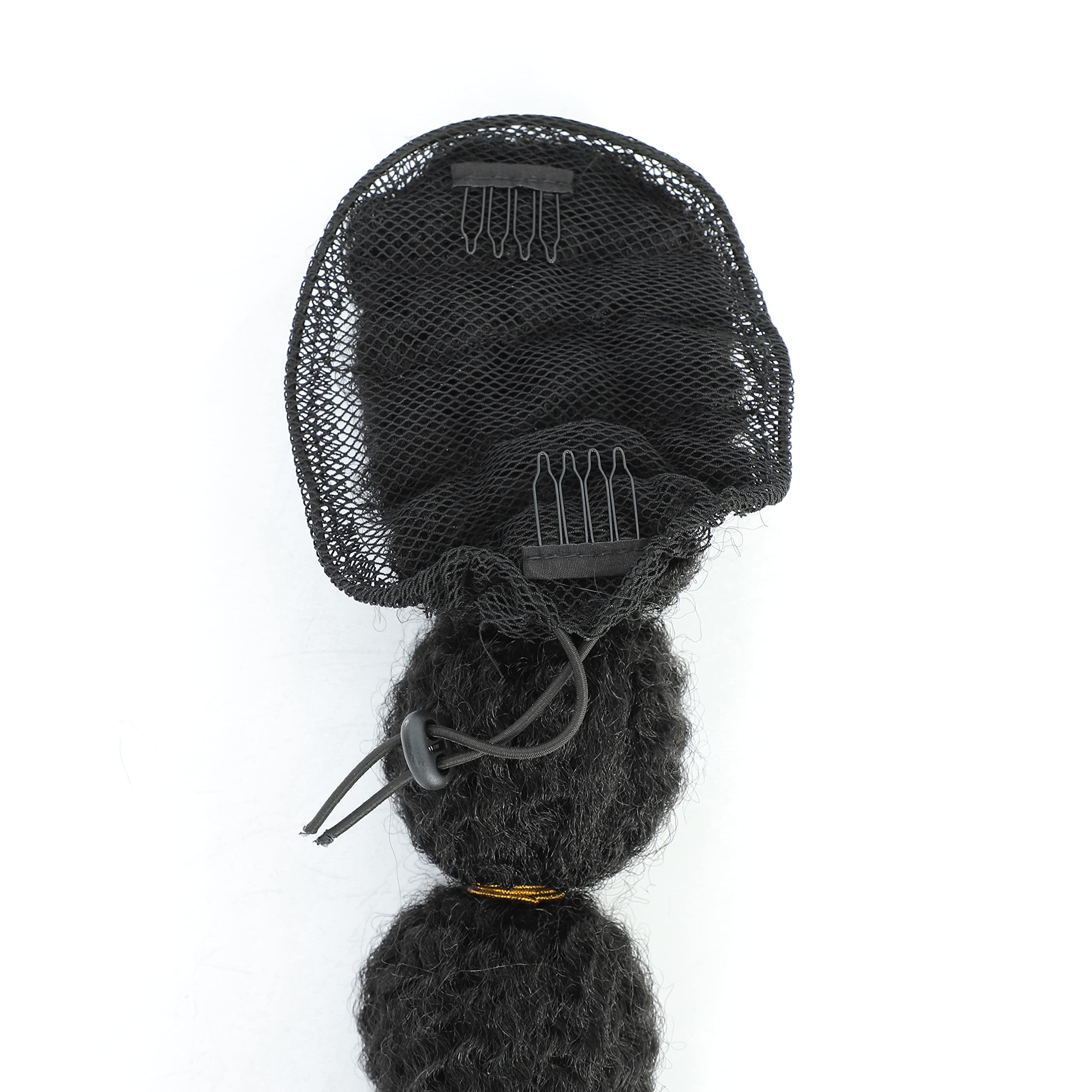 Miyamarch Drawstring Ponytail for Black Women 18 Inch Bubble Ponytail Lantenrn Braid Ponytail Protective Style Clip on Hair Extension Kinky Braided Afro Puff Drawstring Ponytail (18Inch, 1B#)