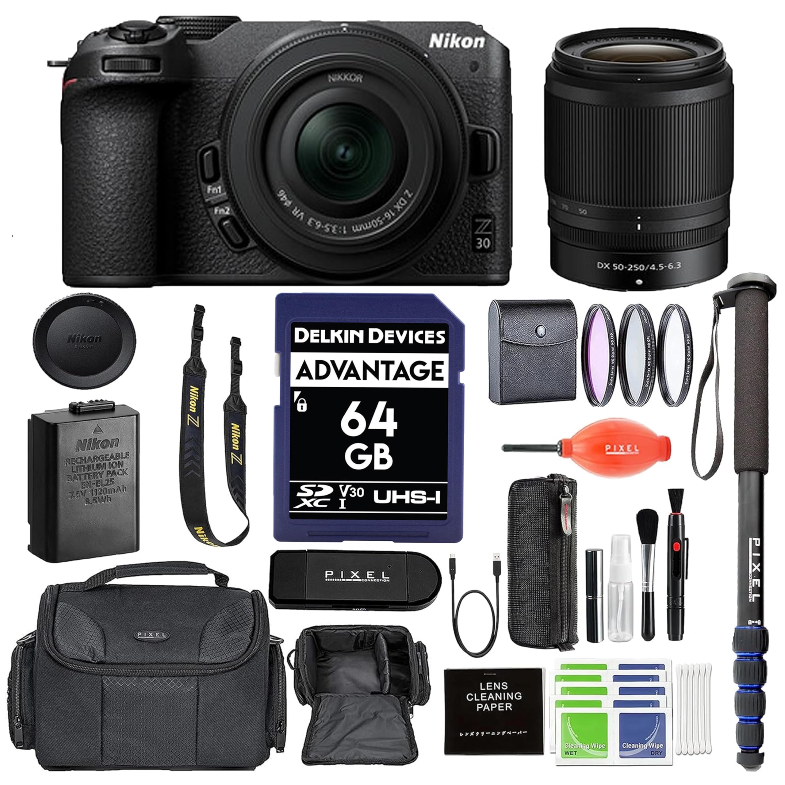 Nikon Z30 Mirrorless Camera with 16-50mm and 50-250mm Lenses with Advanced Accessory and Travel Bundle (Included 1-Year Nikon Warranty) | 1743 | Nikon Z30