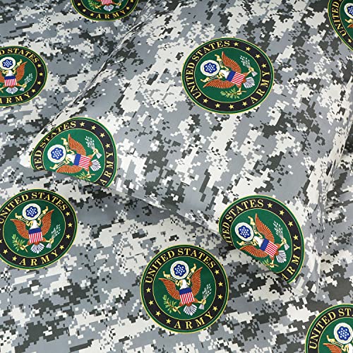VISI-ONE US Army Camouflage Twin Sheet Set - 3 Piece Military Camo Bedding - Premium Microfiber Super Soft Plain Weave Fabric - Easy Care Machine Washable Army Bedding for Bedroom