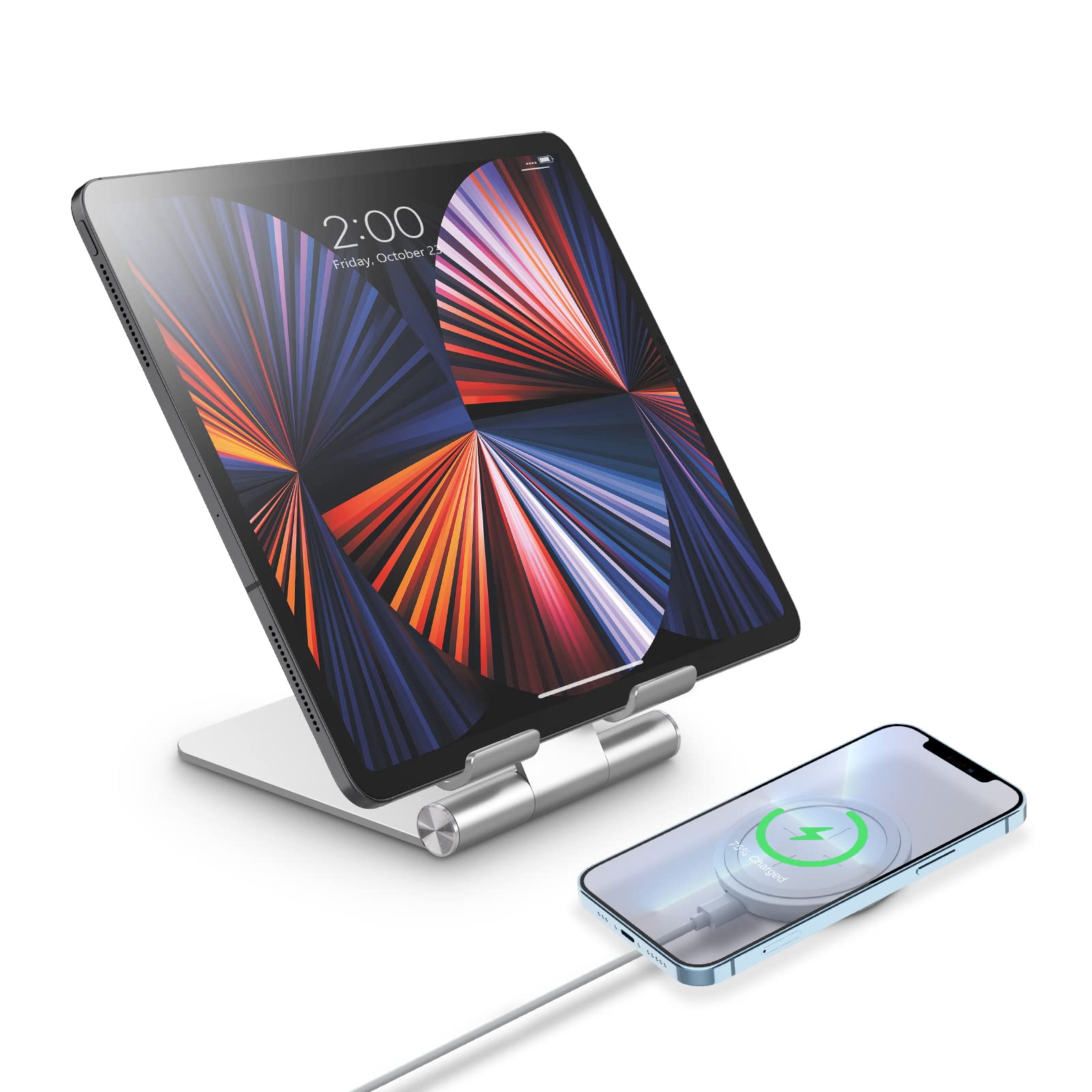 Nillkin Wireless ipad Charger Tablet Stand, 2-in-1 15W Fast Wireless Charger & Tablet Desktop Holder Stand Adjustable for iPad 9th Generation, iPad Pro 2022, iPad Air 5,10.2,10.5,12.9, Mini 6, Phone