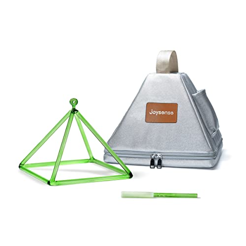 Joysense Green Quartz Crystal Singing Pyramid 9 inch With Crystal Singing Bowl Striker and Carrying Case