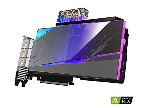 GIGABYTE AORUS GeForce RTX 3080 Xtreme WATERFORCE WB 10G (REV 2.0) Graphics Card, Water Block Cooling System, LHR, 10GB 320-bit GDDR6X, GV-N3080AORUSX WB-10GD REV2.0 Video Card