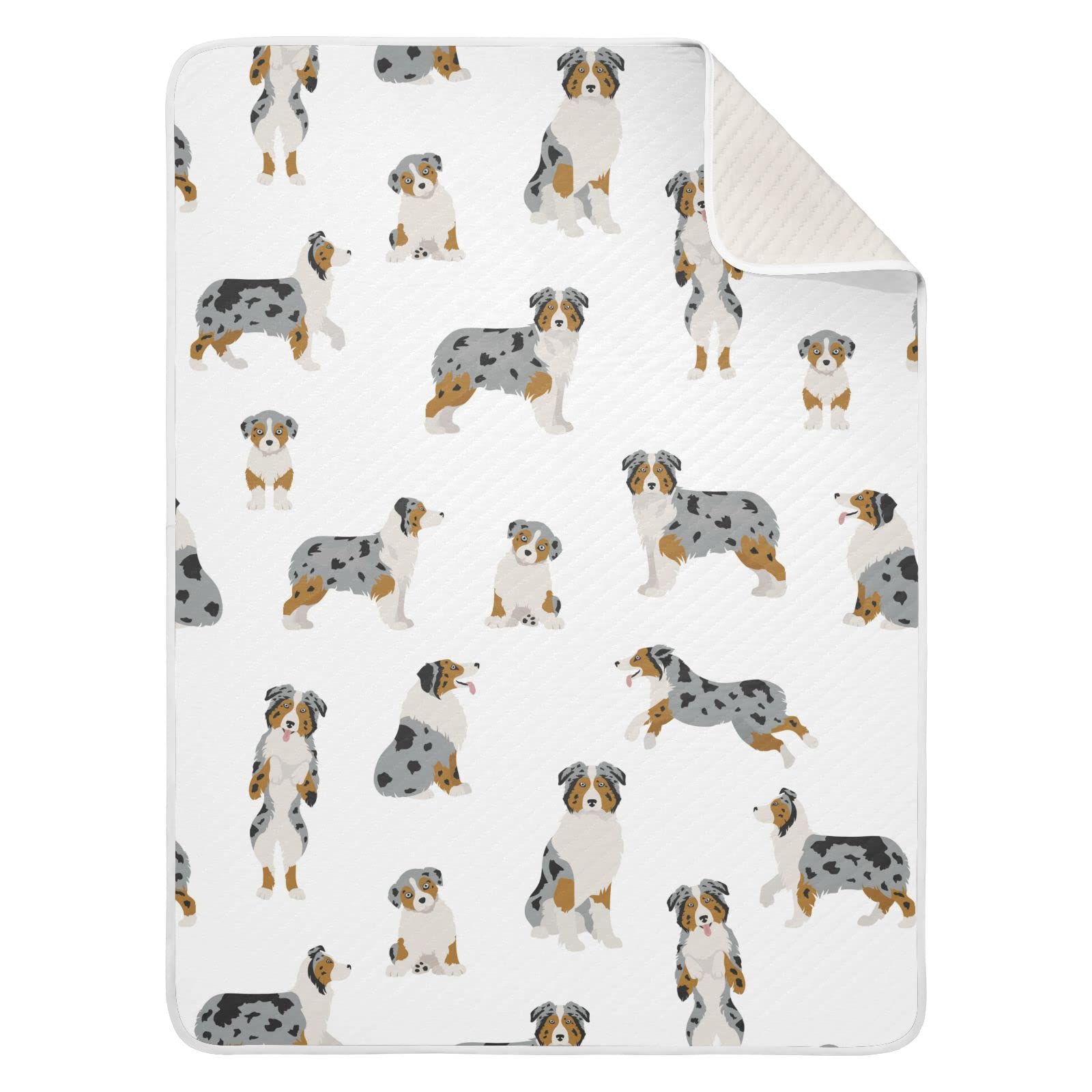 Ollabaky Australian Shepherd Dog Baby Blanket for Boys Girls Cotton Throw Blanket Swaddle Blanket for Crib Stroller Nursery Receiving Blanket Infant Toddler Unisex 30"x40"