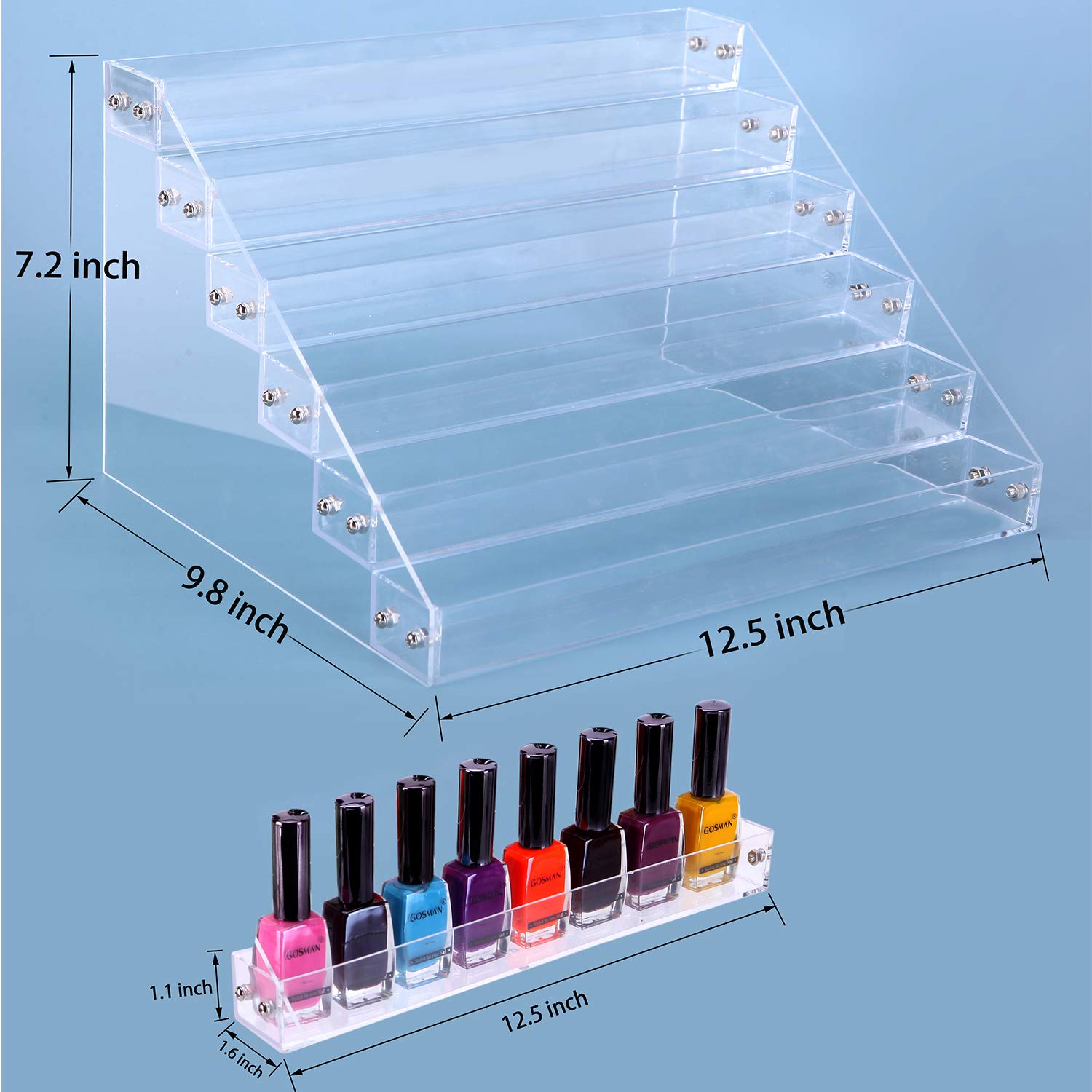 Jansburg Nail Polish Organizer 6 Layer Ink Rack Holder Table Stand Acrylic Polish Holder Clear Paint Bottles Holder Essential Oil Storage Display Stand on the Table or Desk