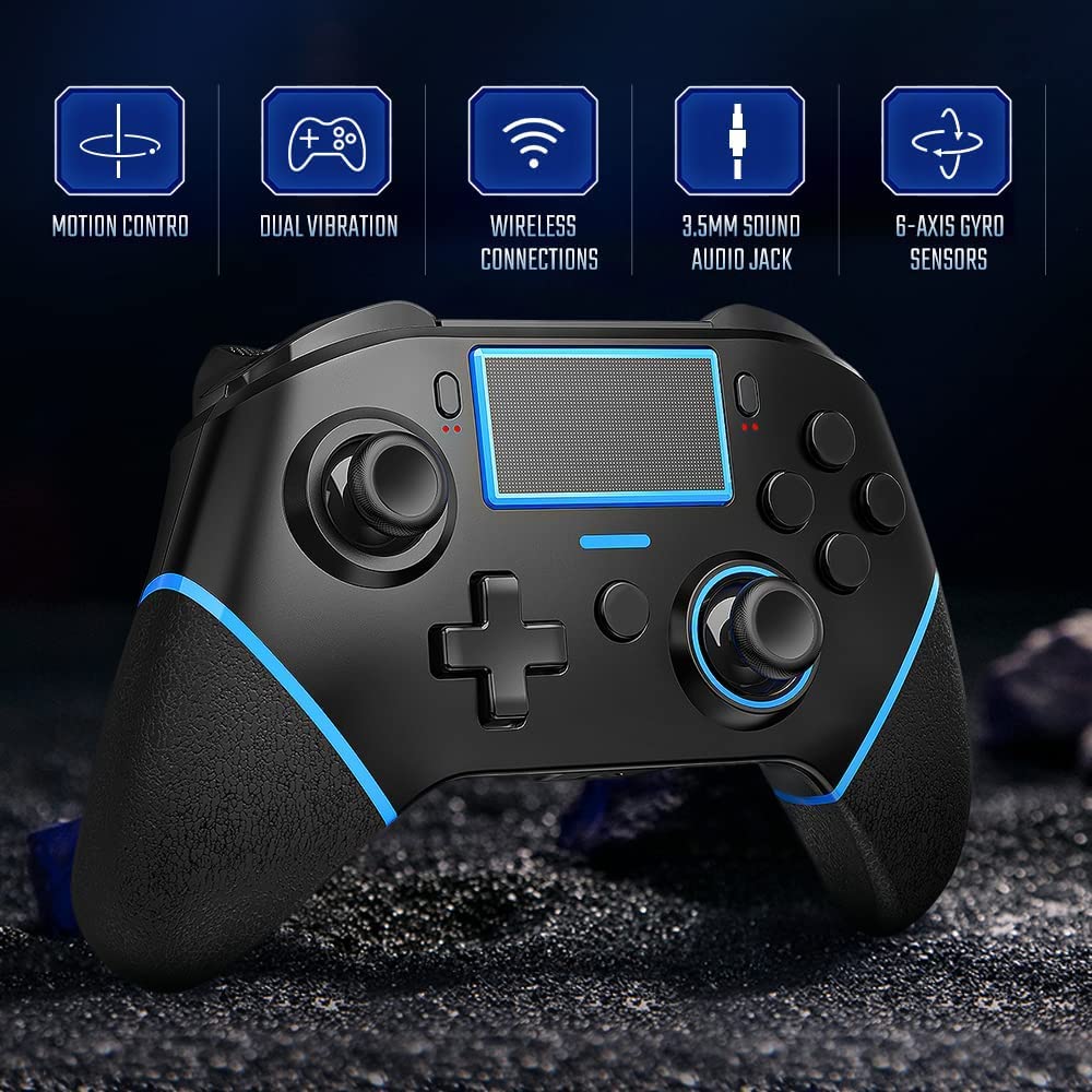 Ibotomo Wireless Controller for P4 Game Controllers with User-Defined Buttons/Back Button/Turbo(15 shoots/s)/6-axis Motion Control/Dual Vibration/Stereo Headset Jack/Touch Pad Controller