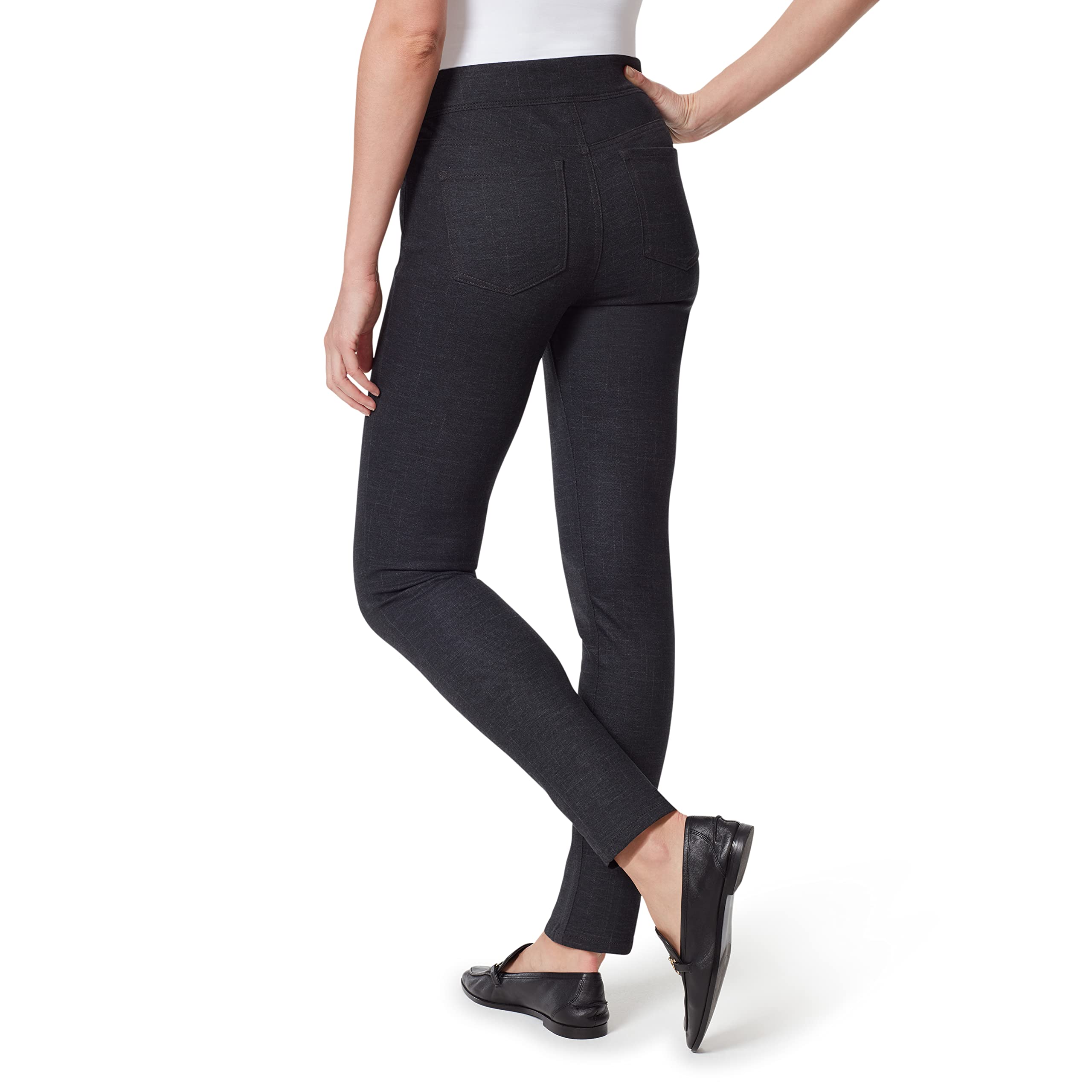 Gloria Vanderbilt Women's Avery Ponte Slim Pull on Pant, LYONS CROSSHATCH PLAID, 12