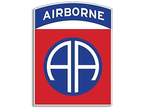 MAGNET 3x4 inch 82nd Airborne AA Insignia Shaped Sticker (Army SSI Logo 82) Magnetic vinyl bumper sticker sticks to any metal fridge, car, signs