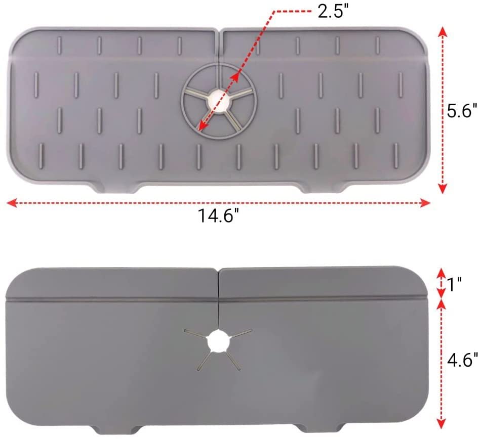 Lugulgu Silicone Sink Faucet Mat for Kitchen Sink Splash Guard, Bathroom Faucet Water Catcher Mat, Sink Draining Pad Black,Grey,Orange 37x14x0.8cm Lugulgu-11 Lugulgu-11