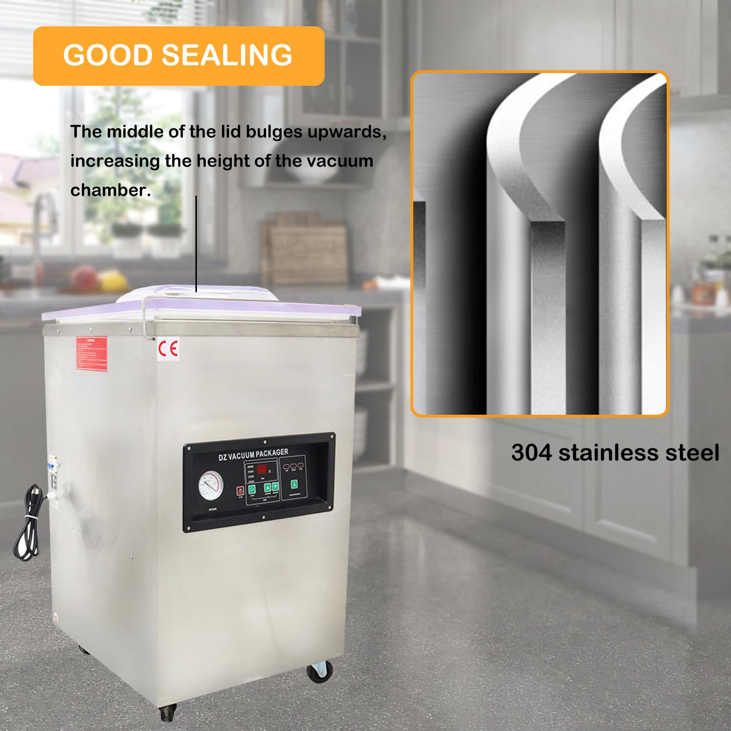 HayWHNKN Single Chamber Vacuum Sealer Packaging Machine Stainless Steel Vacuum Sealers Deeper Chamber