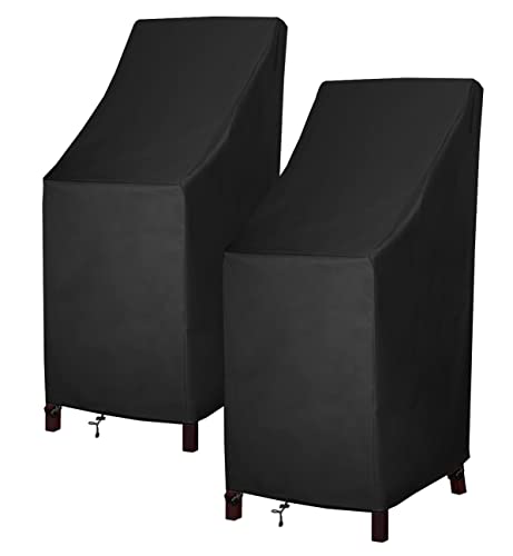 MAVINCHER Stackable Patio Chair Covers, High Back Outdoor Chair Covers, 600D Heavy Duty Waterproof Lawn Outside Barstool Furniture Covers,Fits for 4-6 Stackable Dining Chairs,27"W x 27"D x 49"H,2 Pack