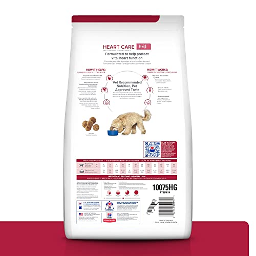 Hill's Prescription Diet h/d Heart Care Chicken Flavor Dry Dog Food, Veterinary Diet, 17.6 lb. Bag