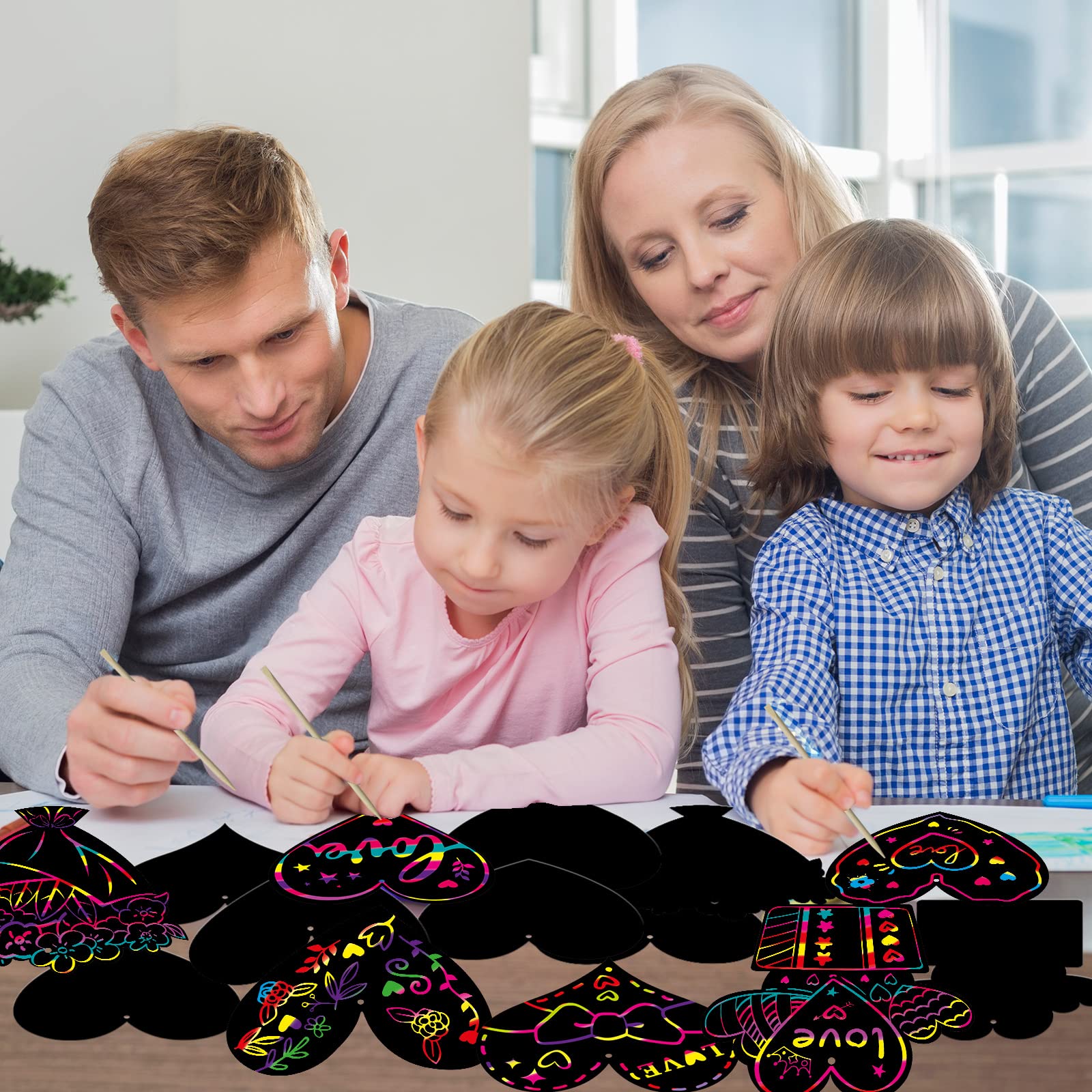 Mothers Day Scratch Crafts Arts Kit Happy Mother's Day Rainbow Scratch Paper for Kids Classroom Activity 36Pcs