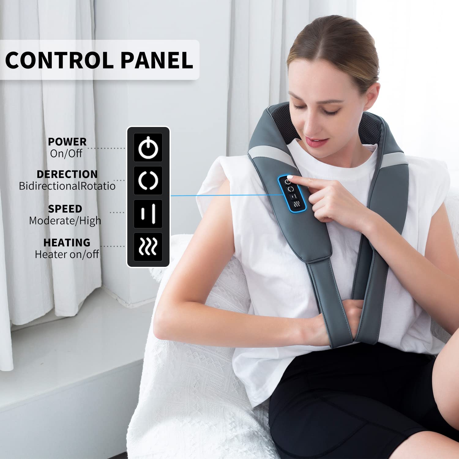 JXP Neck Massager, Deep Tissue 3D Shiatsu Kneading Neck and Back Massager, Updated Version Portable Neck Massager with Heat,Shoulder Massager Pillow for Home/Office/Car, Best Gift