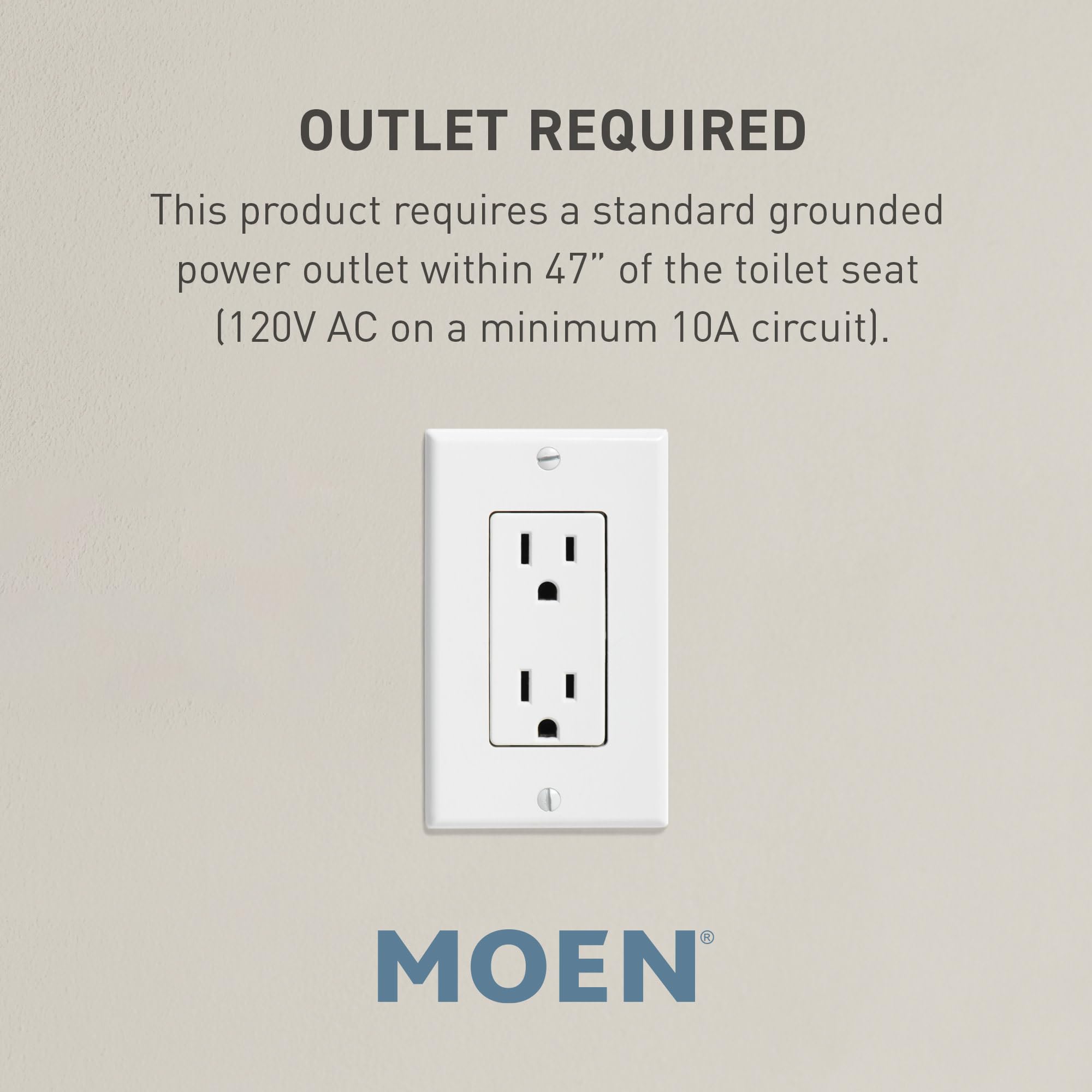 Moen EB1000 3-Series Standard Electronic Bidet Toilet Seat, White