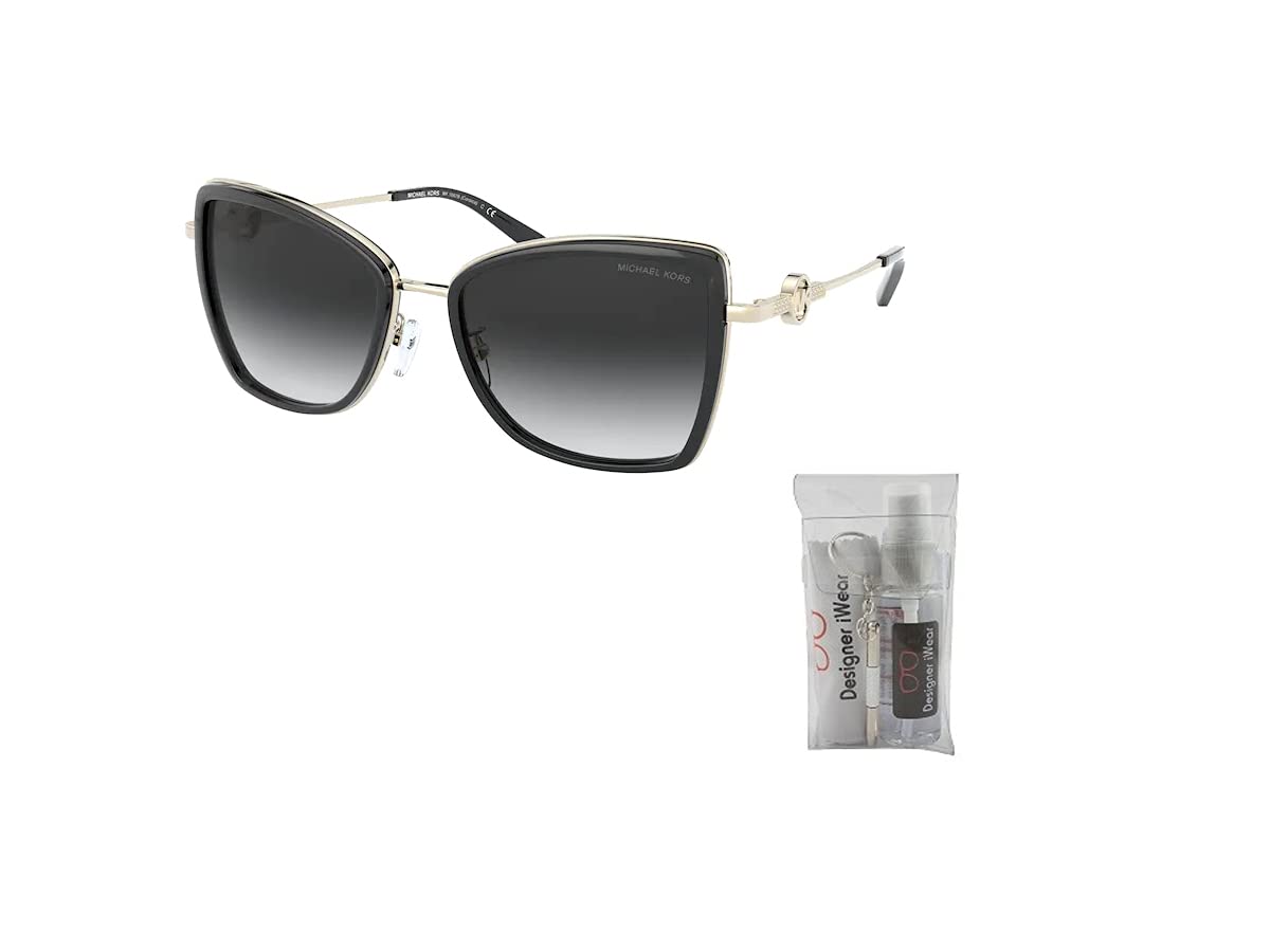 Michael Kors Corsica MK1067B 10158G 55MM Light Gold/Crimson/Dark Grey Gradient Cateye Sunglasses for Women + BUNDLE With Designer iWear Eyewear Kit