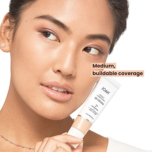 JOAH Perfect Complexion BB Cream with Hyaluronic Acid and Niaciminade, Korean Makeup with Medium Buildable Coverage, Evens Skin Tone, Lightweight, Semi Matte Finish, Tan with Neutral Undertones (Light with Cool Undertones)