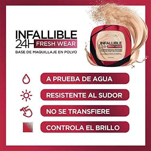 L'Oreal Paris Makeup Infallible Fresh Wear Foundation in a Powder, Up to 24H Wear, Waterproof, Ivory, 0.31 oz.