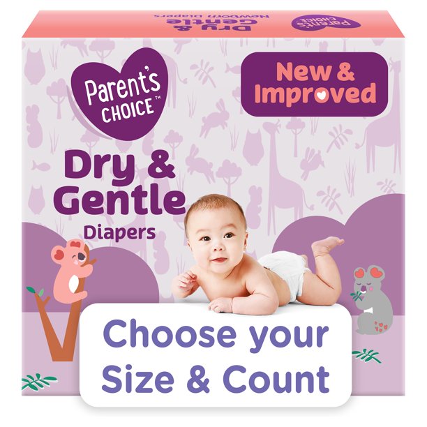 Parent's Choice Dry and Gentle Baby Diapers, Size 2, 40 Count