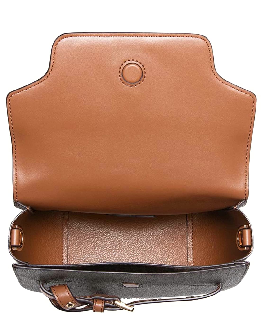 Michael Kors Emilia Small Saddle Flap Crossbody Brown MK Signature