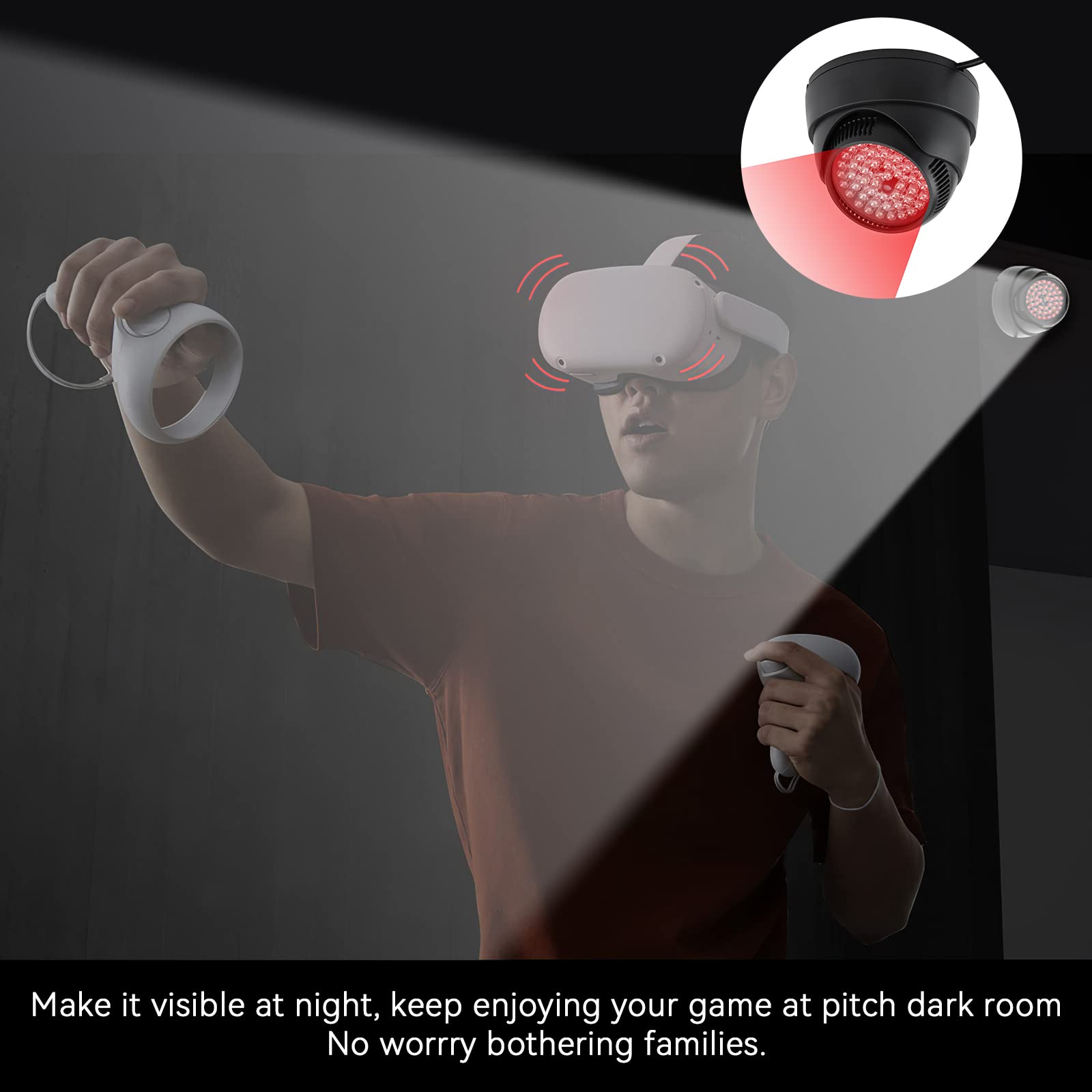 IR Illuminator Upgrade Infrared Light Work with Meta Oculus Quest 2 Enhance Sensor Track At Night VR Accessories Compatible with Occulace Quest2 1 Rift Improve Tracking Power Adapter Included