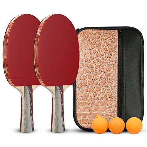 Hewen-Ping Pong Set 4-Star Pingpong Racket Table Tennis Bat Beginner Portable Ping Pong Bat Set with 2 Rackets, 3 Balls Table Tennis Bat (Size : Short)