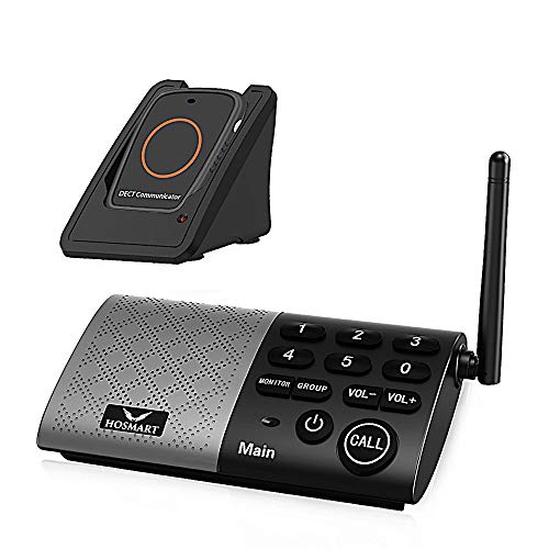 Hosmart Wireless Two-Way Conversation Caregiver Pager for Elderly Senior, Personal Alert Alarm,Call Button for Home Safety (Black)