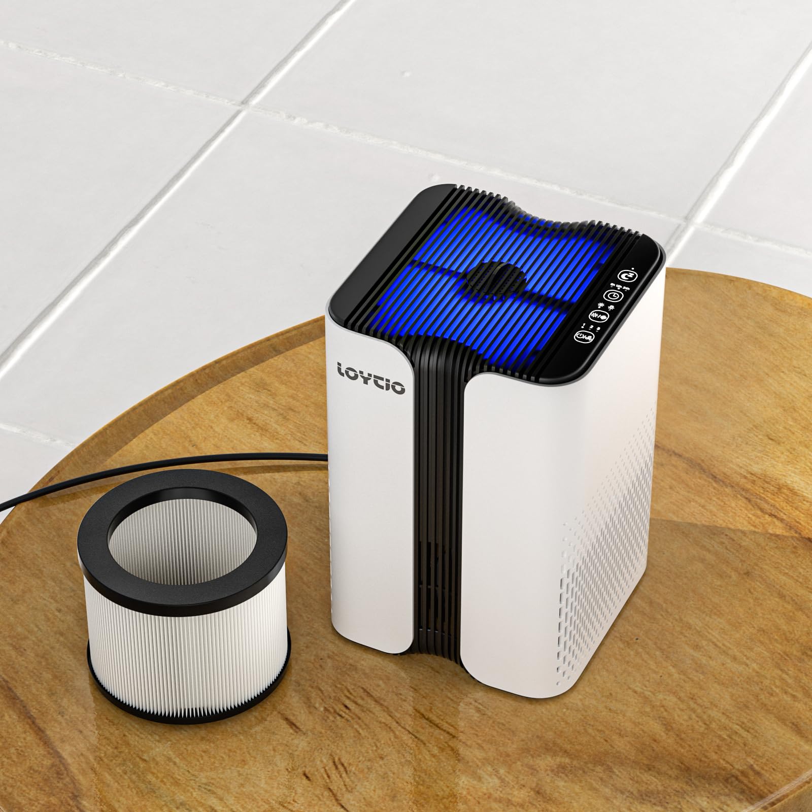 Loytio KJ7 Air Purifier Replacement Filter. Air Purifiers Covers Up to 400 sq.ft Room, 24db Sleep Model, Night Light,3 Timers, with Aromatherapy for Home,Bedroom, Dorm Room, Apartment, Kitchen