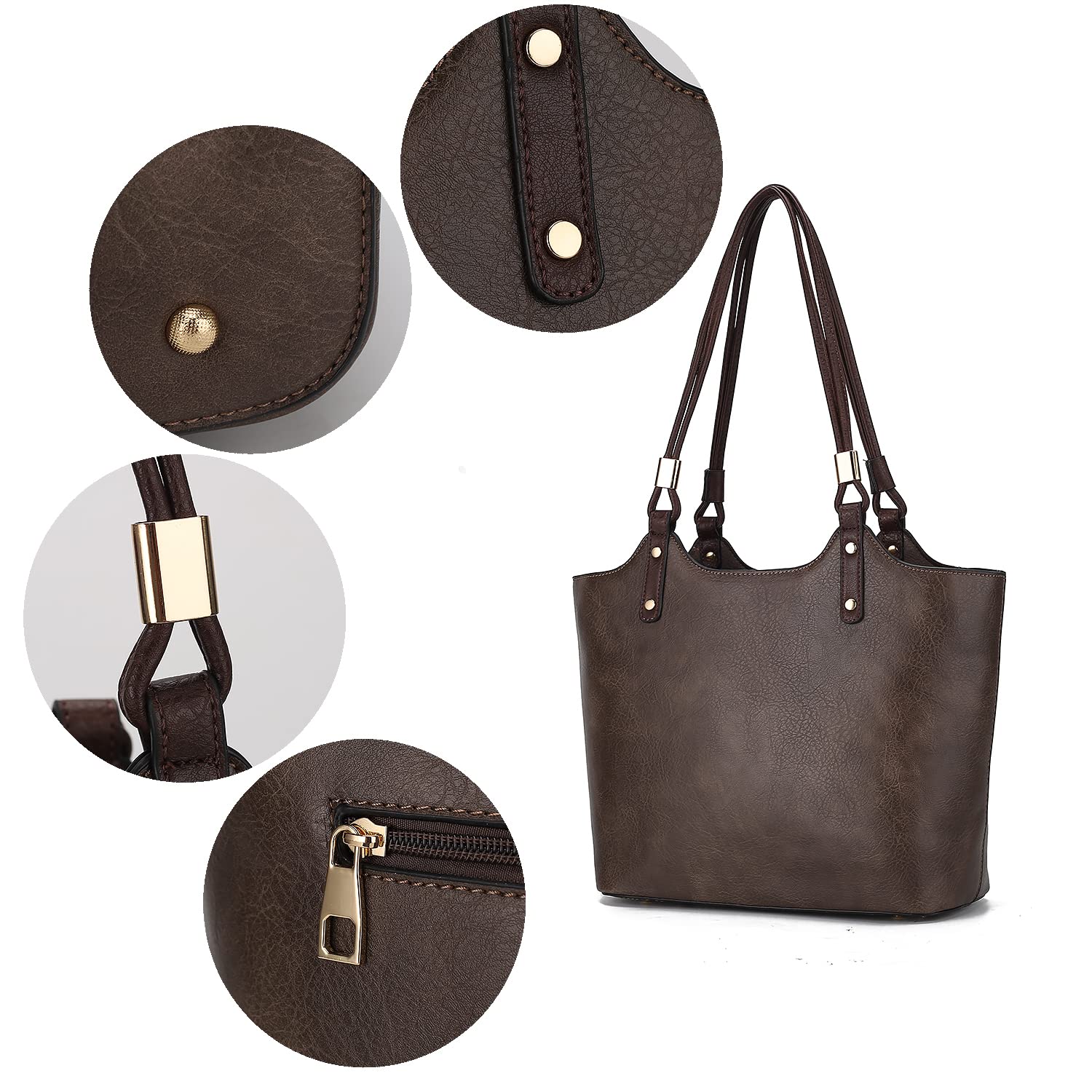 MKF Collection Tote Bag for Women with Wristlet Pouch, Vegan Leather Pocketbook Top-Handle Handbag Purse
