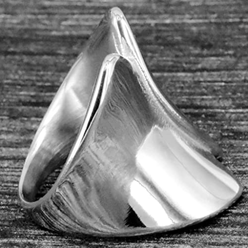 Jude Jewelers Stainless Steel Bulky Butterfly Style Statement Cocktail Party Ring (Silver, 7)