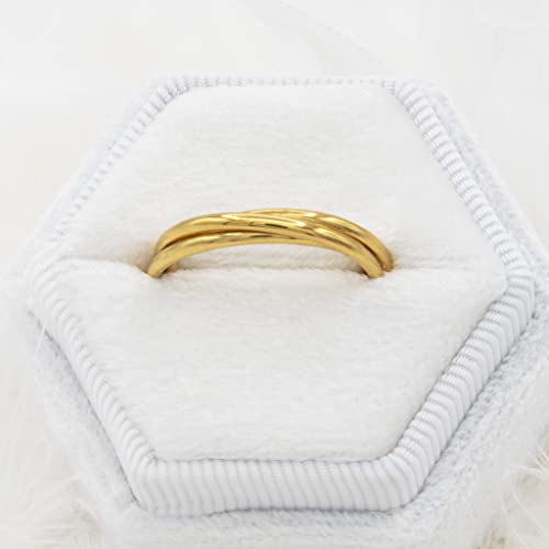 Luminava - Interlocking Fidget Ring - Anxiety Ring For Women - Spinner Ring - Sizes 6,7,8,9 in PVD Coated Rose Gold Silver and Gold Stainless Steel - Stackable Rings (Gold, 9)