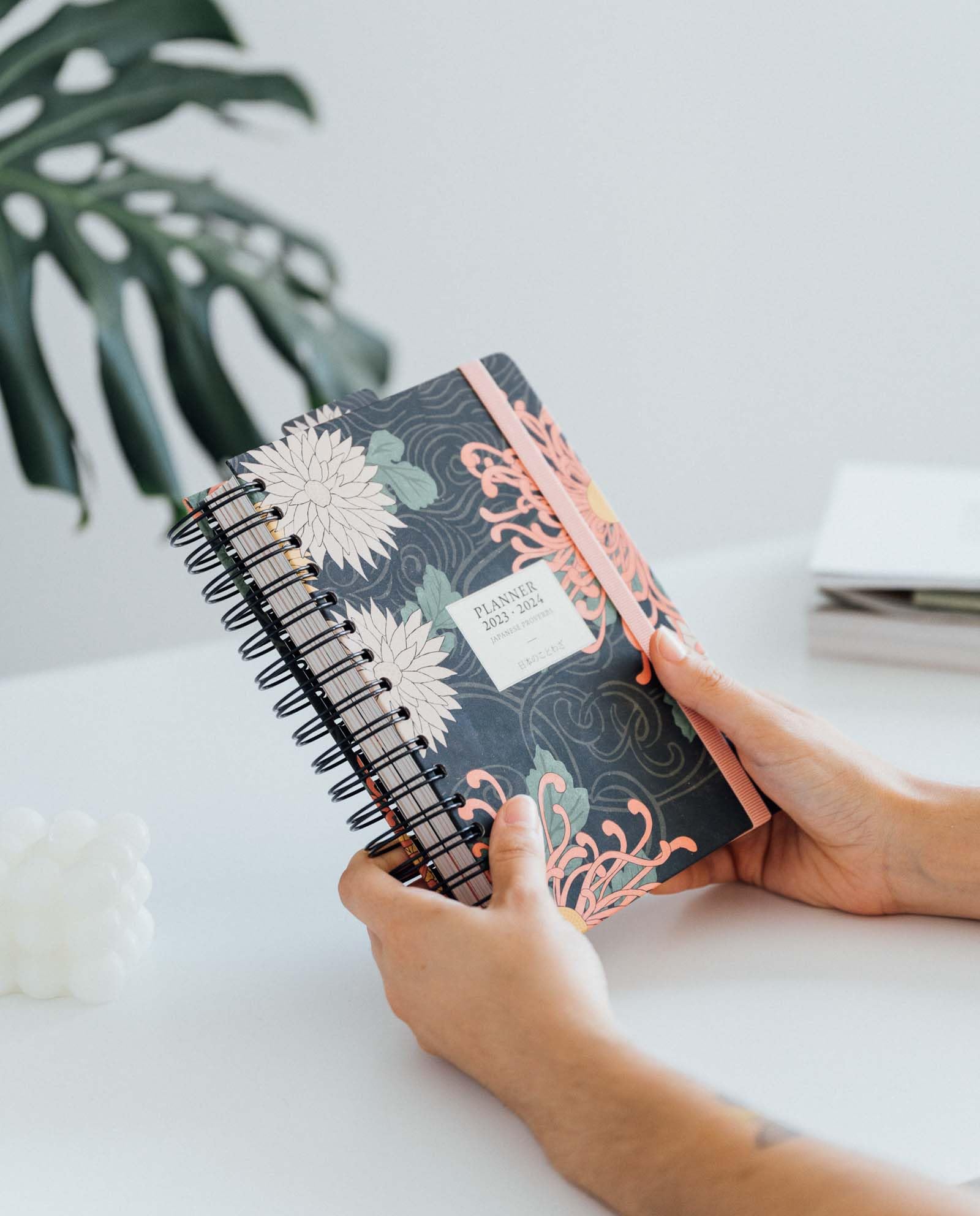 Kokonote Japanese Proverbs Diary 2023-2024 | Back To School 12 Months Academic Diary Day To Page A5 | August 2023 - July 2024 | Mid Year Diary 2023-2024 With Stickers | Cute Stationery