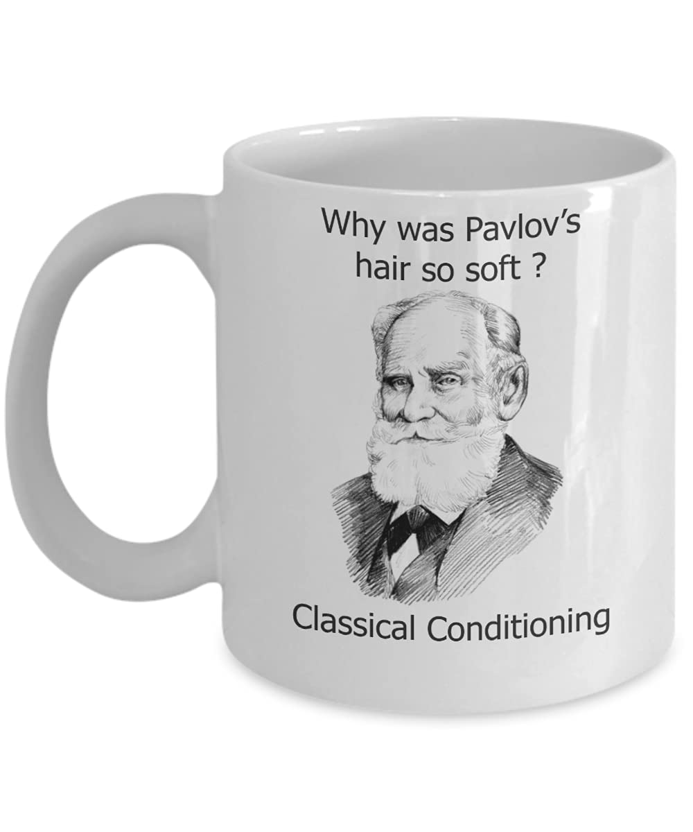 InkCallies Funny Psychology Mugs - Why Was Pavlov's Hair So Soft? - Ideal Psychologist Gifts 11oz, MUG-R8OFN8MBLZ-11oz, White