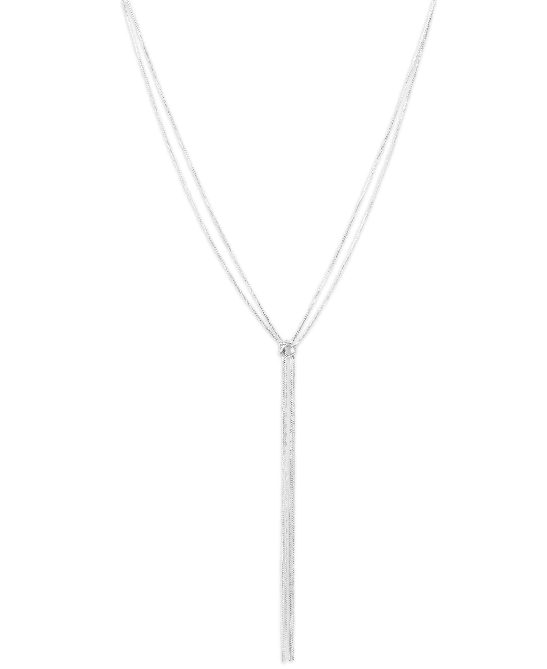 Lucky Brand Knotted Y Necklace,Silver,One Size