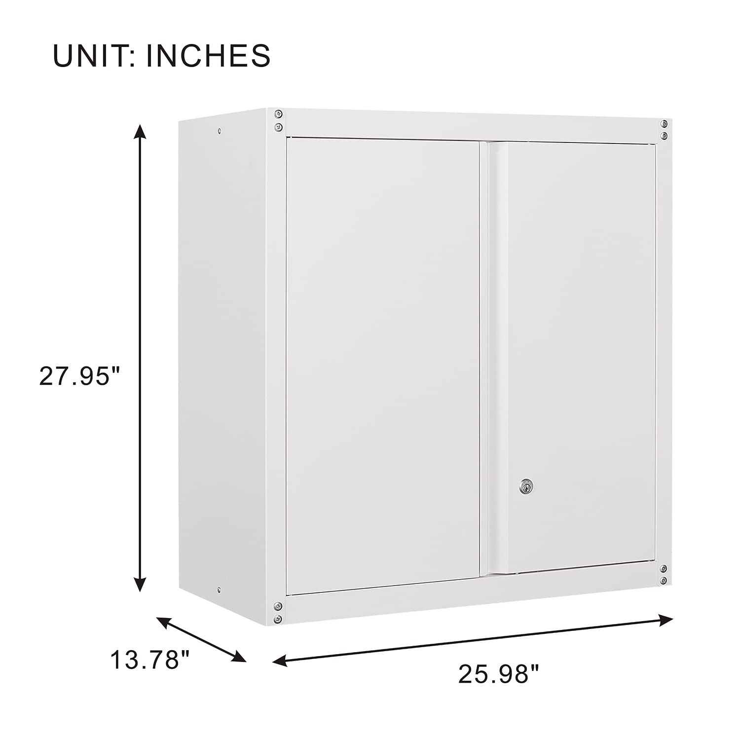 GREATMEET Metal Wall Mount Locking Cabinet with Adjustable Shelf, Garage Storage Cabinet with Locking Doors, Office Filing Cabinet with Lock, Storage Cabinet for Garage, Home Office, Kitchen
