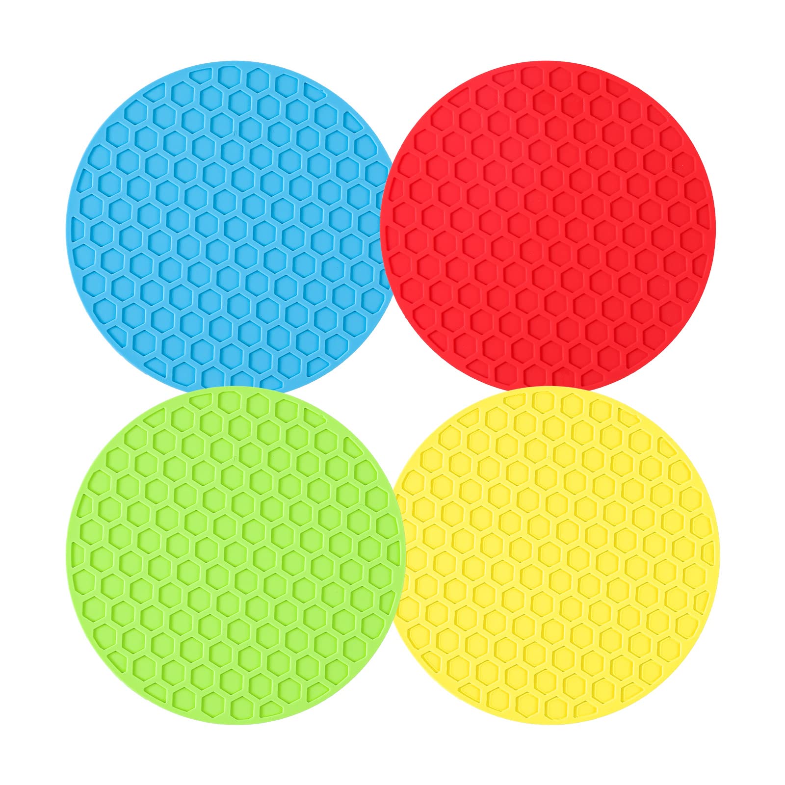 LUTER 4pcs Jar Gripper Pads, Honeycomb Silicone Jar Opener Grippers Multifunctional Round Rubber Jar Gripper Pads for Elderly Kids Arthritic Hands (Multicolor)