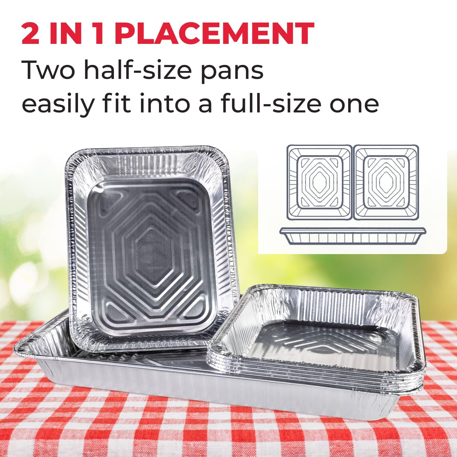 IDL Packaging Aluminum Foil Pans with Lids, Deep - 15 pc Chafing Dish Set - 5 Full Size and 10 Half Size Steam Table Pans + Lids - Disposable Cookware for Catering, Buffet, Party, BBQ