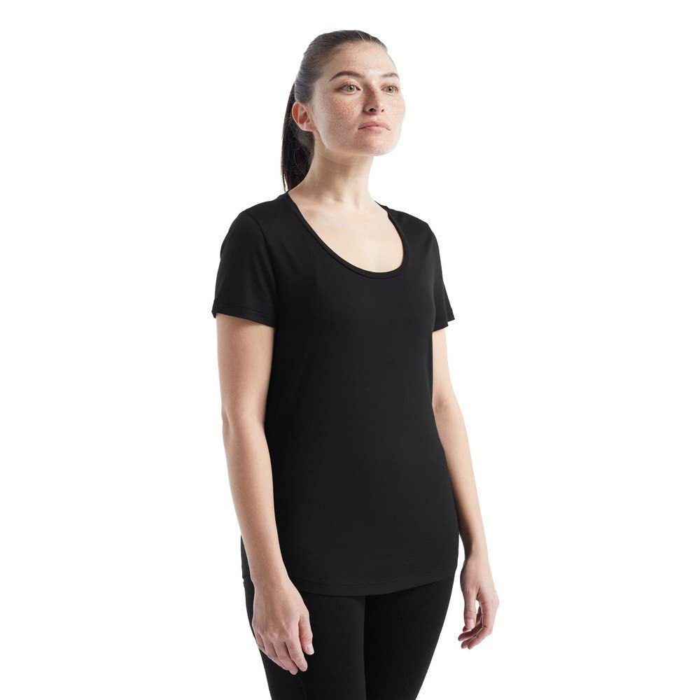 Icebreaker Merino Women's Sphere II Short Sleeve Scoop Neck Tee, Black, Small