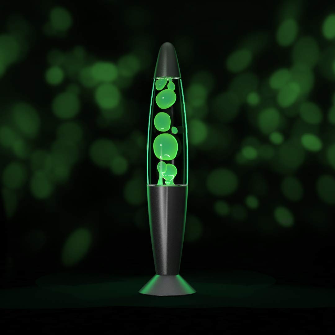 Irvy Motion Lamp - Beautiful Liquid Entertaining Tabletop Lamp for Adults and Kids - 13.5 Inches White Clear Liquid with Silver Base Decorative Lights, Gift for Christmas and Birthday (Green)