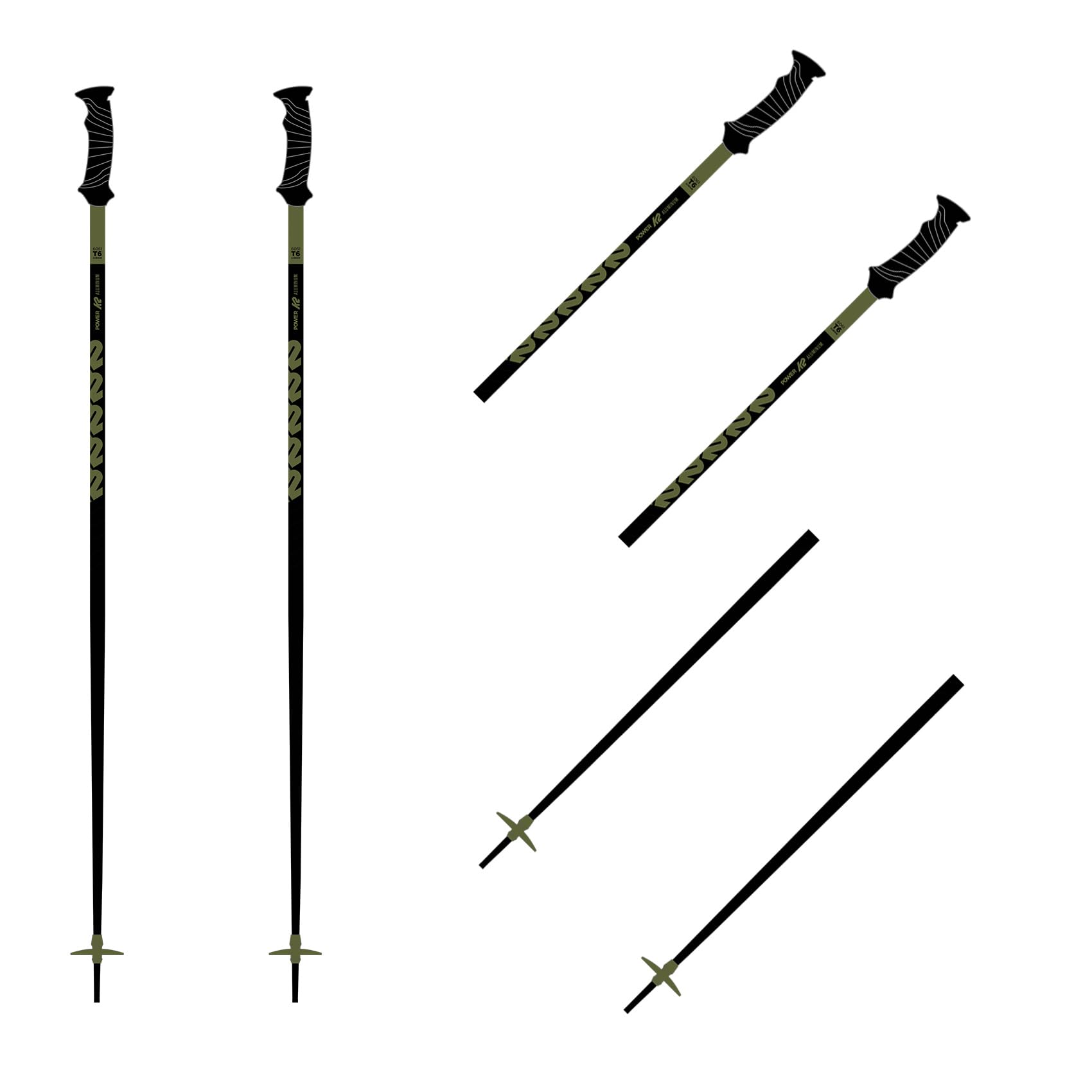 K2 Power Aluminum Mens Ski Poles, 44, Green