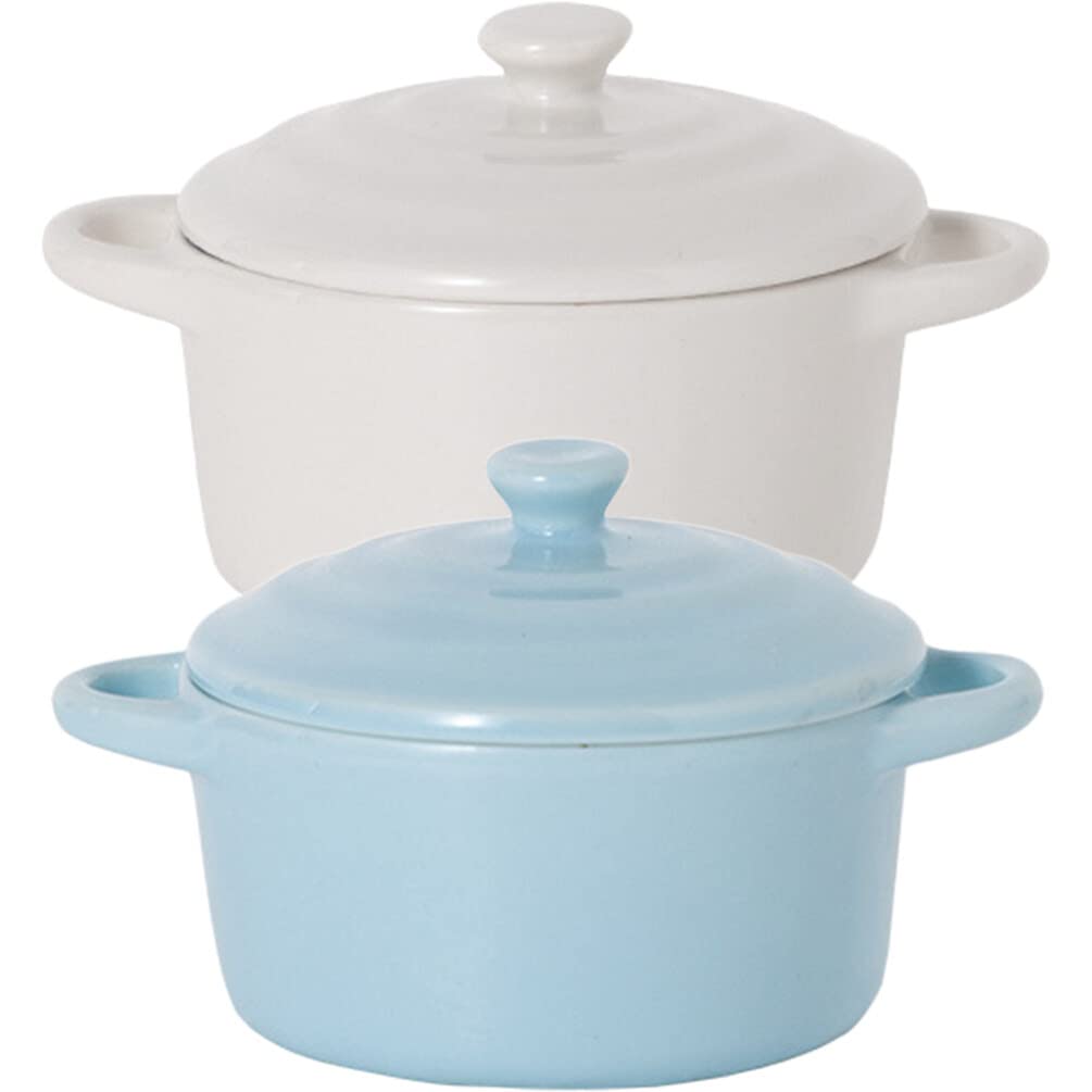 Kichvoe Ramekins 8 Oz Oven Safe With Lids 2pcs Porcelain Ramekins Creme Brulee Dishes Custard Cups Pudding Baking Bowl