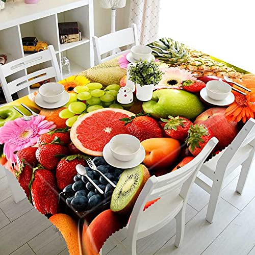 MLQL 3D Fruit Printing Rectangular Tablecloths for Table Home Decoration Polyester Waterproof Dining Table Cover Picnic Blanket A3 140x210cm