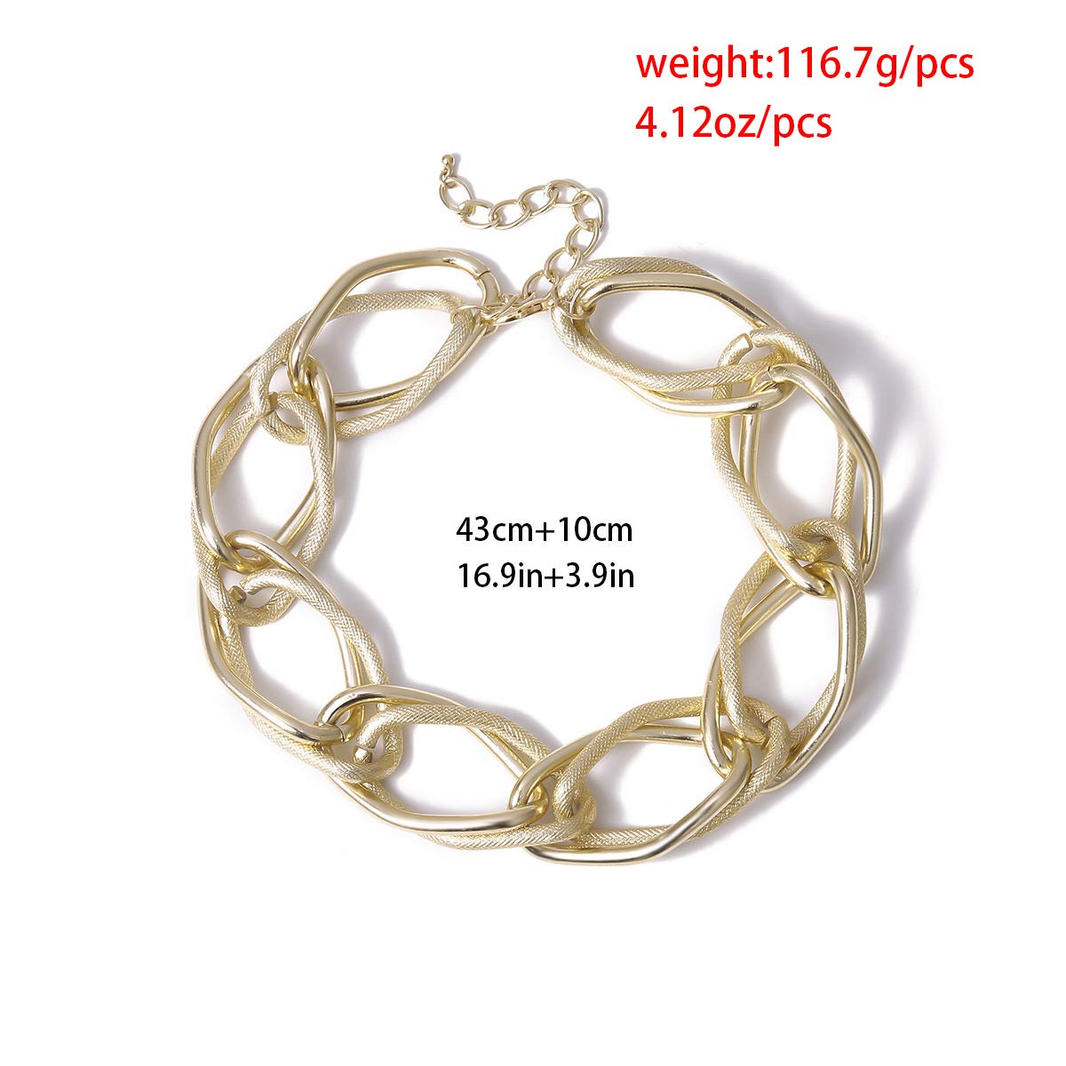 Jumwrit Chunky Choker Necklace Statement Thick Necklace Heavy Gold Chain Necklace Costume Accessory for Women